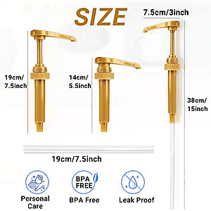 10 Pieces of Syrup Pumps - Syrup Pump Dispenser for Coffee Syrup Bottle - Fits 750ml Bottles for Coffee Syrups - Flavorings Bottles(Gold)