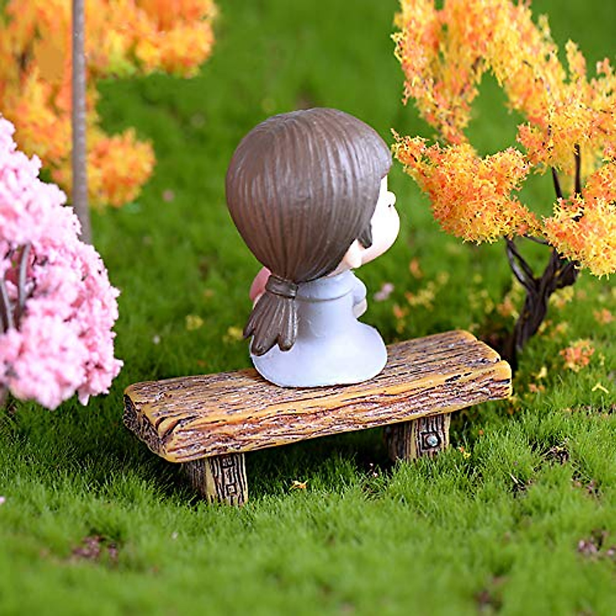 Miniature Fairy Garden Wooden Tables Benches 9 Pcs Dollhouse Accessories Micro Landscape Garden Decoration Plant Flower Pots Ornaments Dollhouse Accessories