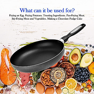 Alpine Cuisine Fry Pan 8 Inch Nonstick Coating Gray, Frying Pans Nonstick for Stove with Stay Cool & Comfortable Handle, Durable Nonstick Cookware, Ideal for Family