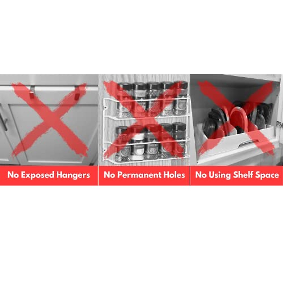 MIDDY CADDY Cabinet Organizer | Optimize Your Cabinet Space | Cabinet Door Organizer | Spice Organizer, Bathroom Accessories, Under Sink Organizers, and More | 2 PK, 8”L x 3.5”H x 2.25”D each