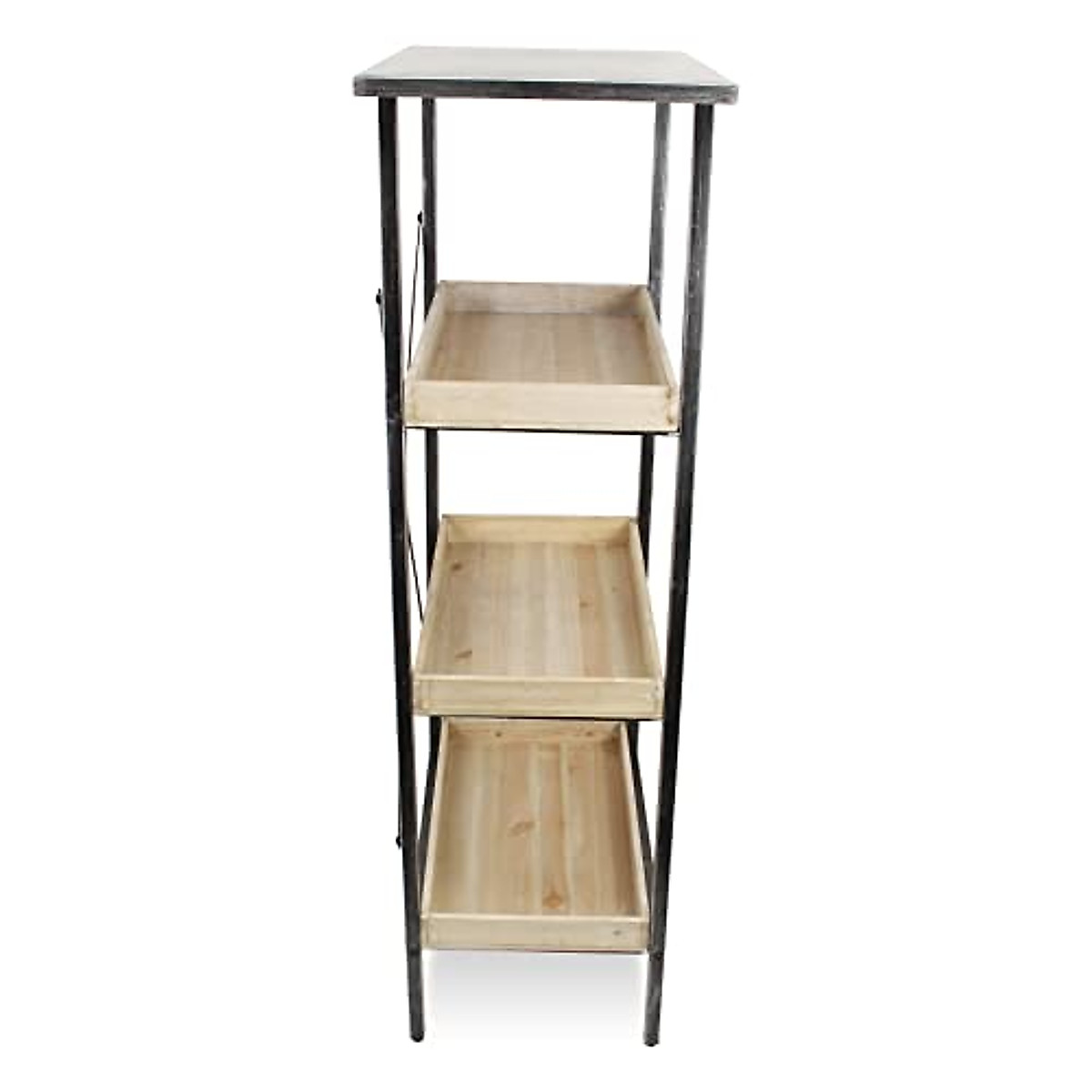 Cheung's Storage Rack Metal 4 Tier Shelf with 3 Wooden Shelves, Black, Gray