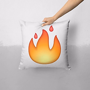 iiRov FIre Hot Emoticon Emoji - Custom Decorative Home Decor Indoor or Outdoor Throw Pillow Cover for Sofa, Bed or Couch Cushion (Pillow CASE Cover ONLY)