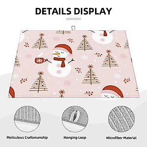 Microfiber Dish Drying Mat For Kitchen Counter 18'' X 24'' Santa Claus Print Absorbent Dish Draining Mat Medium