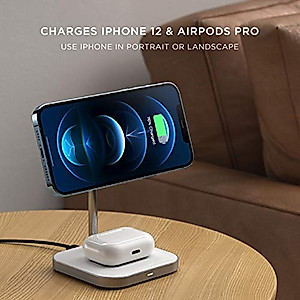 Satechi Aluminum 2-in-1 Magnetic Wireless Charging Stand – Compatible with iPhone 14 Pro/14/14 Plus, iPhone 13 Pro/13 Pro/13 Mini/13 with MagSafe, AirPods Pro 2/1, AirPods Gen 3/2