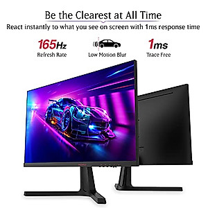 KOORUI 24 Inch Computer Monitor -FHD 1080P Gaming Monitor 165Hz VA 1ms, AdaptiveSync Technology, LED Monitors with Ultra-Thin, HDMI X2 /DP, VESA Compatible, Tilt Adjustable, Eye Care 24E4