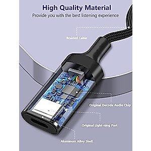 USB C to Lightning Audio Adapter Cable USB Type C Male to Lightning HiFi Audio Female Headphones Converter Fit with iPad Pro, iPad Air, MacBook, Galaxy S23 S22, Pixel 7 6 Pro (Not Support Charging)