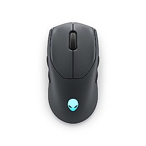 Alienware AW720M Tri-Mode Wireless Gaming Mouse - 2.4GHz Wireless, Bluetooth 5.1, 26,000 DPI, 8-Fully Programmable Buttons, Magnetic Snap Charging Adapter USB-A to USB-C Cable - Dark Side of The Moon