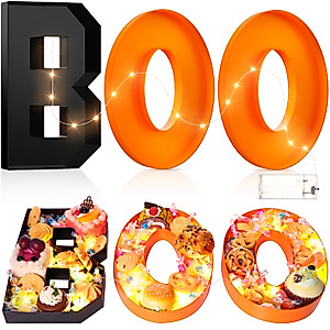 Watersay Halloween Charcuterie Board Fillable Letter Paper Cardboard Halloween Boo Serving Trays and Platters Halloween Decoration with LED Light Strings for Cheese Cookie Candy Nuts Party Supplies