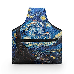 Fuojuvelie Starry Night Yarn Bag Fabric Knitting Projects Organizer Sturdy Crochet Organizer Bag with 4 Grommets for Knitting Needles, Skeins of Yarn Large