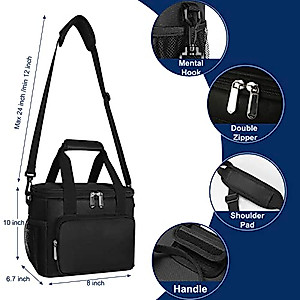 Deosk Lunch Box for Men/Women,Insulated Lunch Bag Cooler Bag,Leak-Proof Large Beach Cooler Adult Lunch Box for Work/Picnic/Travel(M-black)