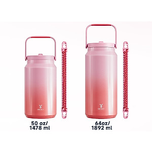 Meoky 50 oz Tumbler with Handle, Stainless Steel Vacuum Insulated Water Bottle, Keeps Cold for 36 Hours, 100% Leak Proof, BPA-free, Non-slip Base (Flamingo)