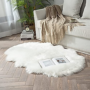 MIULEE Luxury Super Soft Fluffy Area Rug Faux Fur Sheepskin Rug Decorative Plush Shaggy Carpet for Christmas Decor Bedside Sofa Floor Nursery 3 x 5 Feet, White
