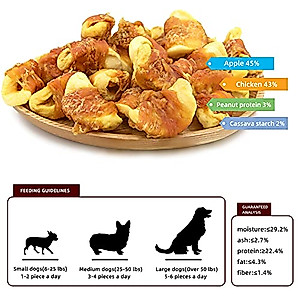 Jungle Calling Dog Treats, Skinless Chicken Wrapped Apple Treats, Gluten and Grain Free, Chewy Dog Bites for Balanced Nutrition, 10.6oz