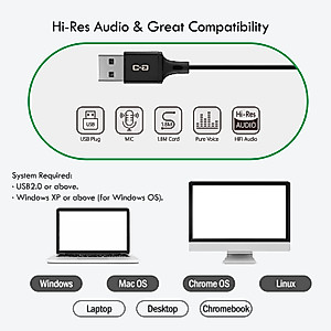 C G CHANGEEK USB Earbuds for Computer, in-Ear USB Headphones with Microphone & 1.8M Long Cord, USB-A Headset Compatible with Laptop, Desktop PC, Notebook, Chromebook, CGS-W1B [Microphone Upgraded]