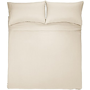 Amazon Basics Deluxe Microfiber 3 Piece Duvet Cover Set with pillow cases, 200x200cm, Beige, Solid