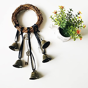 Witch Bells for Door Knob Protection, Witch Bell Garland Witchcraft Supplies, Sorceress Herb Bell Wreath, Magic Wicca Charm Wind Chimes Gift for Home Garden Courtyard Decor & Protection(Ribbon)