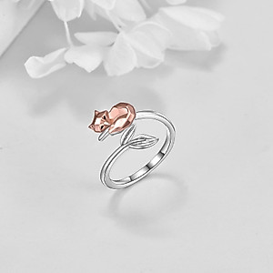 Fox Rings 925 Sterling Silver Origami Fox Ring Jewelry Anniversary Promise Romantic Gifts for Her Teen Girls