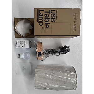 Yarra-Decor Bedside Lamp with USB Port - Touch Control Table Lamp for Bedroom Wood 3 Way Dimmable Nightstand Lamp with Round Flaxen Fabric Shade for Living Room, Dorm, Home Office (LED Bulb Included)