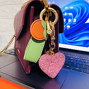 TX-INNO AUTO Crystal Car Keychain for Women with Sparkly Rhinestones Pink Heart Shape, Pretty Key Chains for Girls Birthday Christmas Easter Valentines Day Mothers Day Gifts