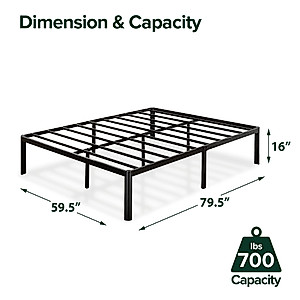 ZINUS Van 16 Inch Metal Platform Bed Frame / Steel Slat Support / No Box Spring Needed / Easy Assembly, Queen