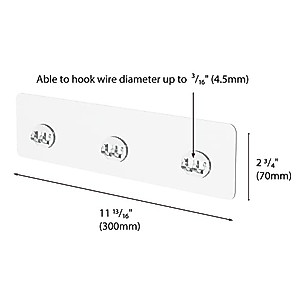STARICH Shower Caddy Adhesive Replacement Stickers Sticker Shelf Basket Strips Suction Hooks Large Strong Hook for Bathroom Storage Corner Transparent Shelves Wall Mount 3 Hooks 11 13/16"