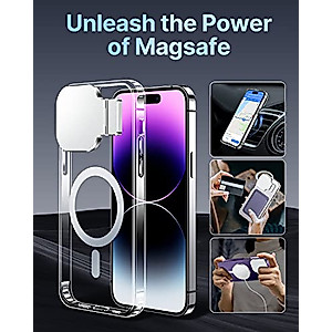 Silverback for iPhone 14 Pro Max Case with Stand, MagSafe-Compatible Case with Built-in Camera Cover,Magnetic Phone Case Shockproof DustProof Cover for iPhone 14 Pro Max - Clear