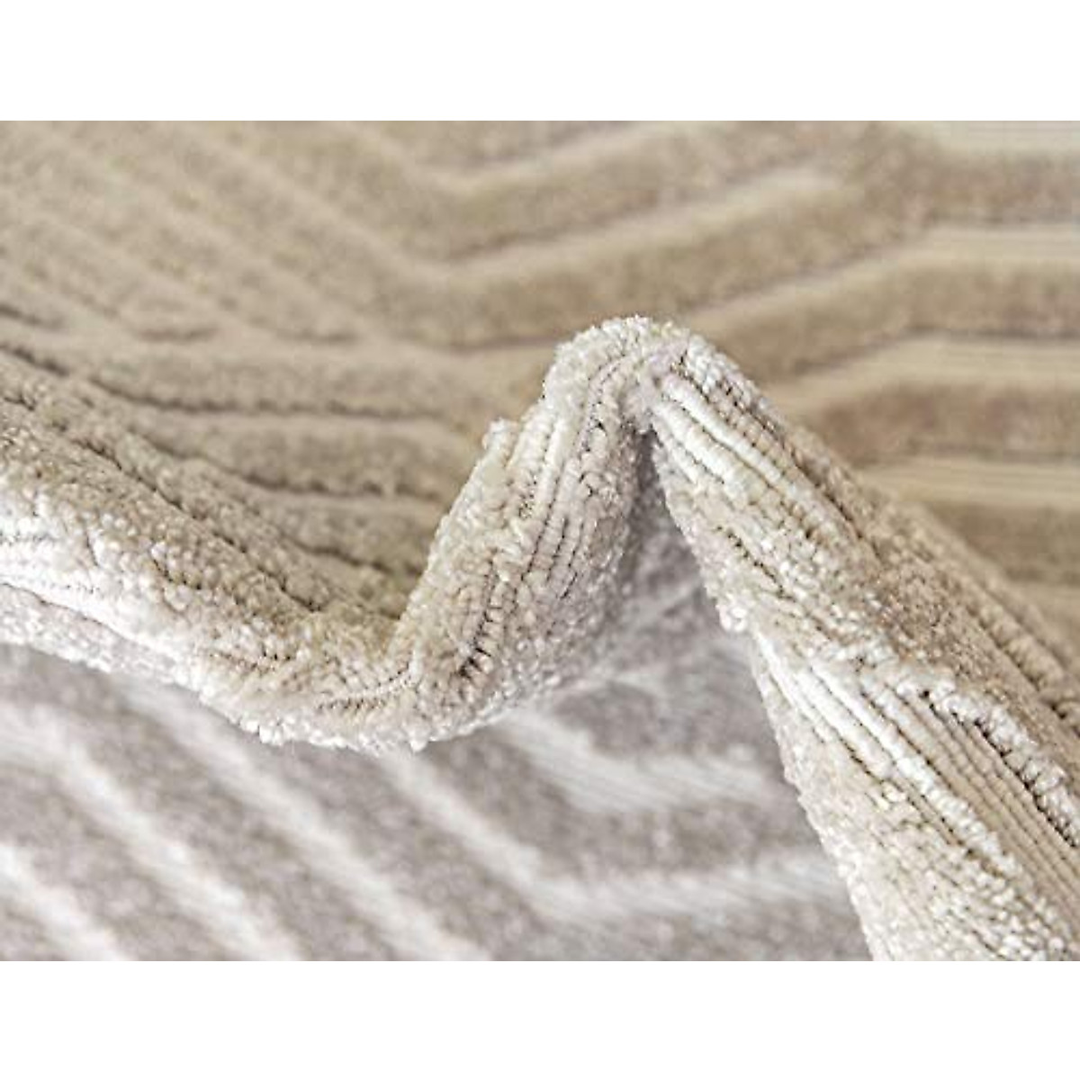 Unique Loom Sabrina Soto Outdoor Collection Modern, Vibrant, Carved Area Rug, 2 ft x 6 ft, Beige