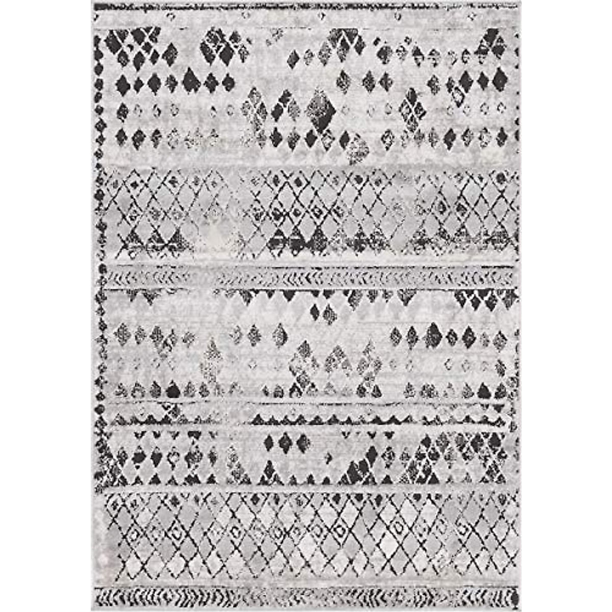 Rugs.com Leipzig Collection Area Rug – 4' x 6' Gray Low-Pile Rug Perfect for Entryways, Kitchens, Breakfast Nooks, Accent Pieces