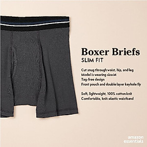 Amazon Essentials Mens Underwear Boxer Briefs, Comfortable Cotton, Tag-Free, Pack of 5, Black/Charcoal/Grey Heather, Large