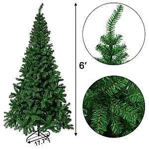 Sunnyglade 6 FT Premium Artificial Christmas Tree 1000 Tips Full Tree Easy to Assemble with Christmas Tree Stand (6ft)