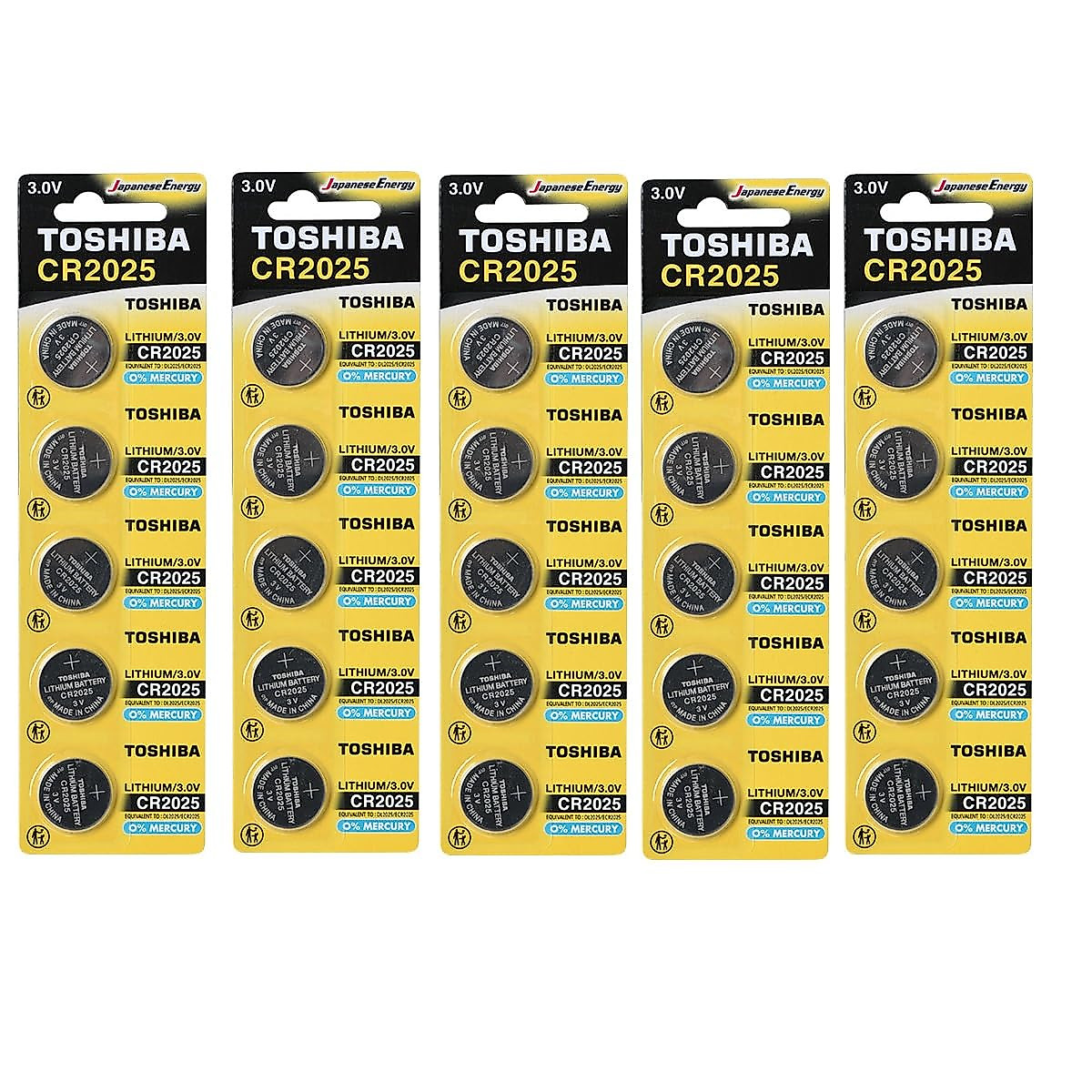 Toshiba CR2025 3 Volt Lithium Coin Battery (25 Batteries)