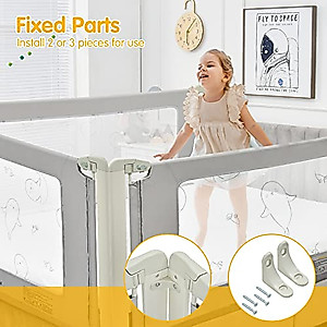 BABY JOY Bed Rails for Toddlers, 79'' Extra Long, Height Adjustable Kids Rail Guard w/Double Safety Lock, Breathable Mesh, Folding Baby Bedrail for Queen King Size Mattress, Box Spring & Slats, Gray