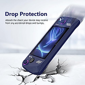 Writiany Protective Silicone Case for 2023 ASUS ROG Ally Game Console Drop-Proof Case for 2023 ASUS Rog Ally Handheld Case (Dark Blue)