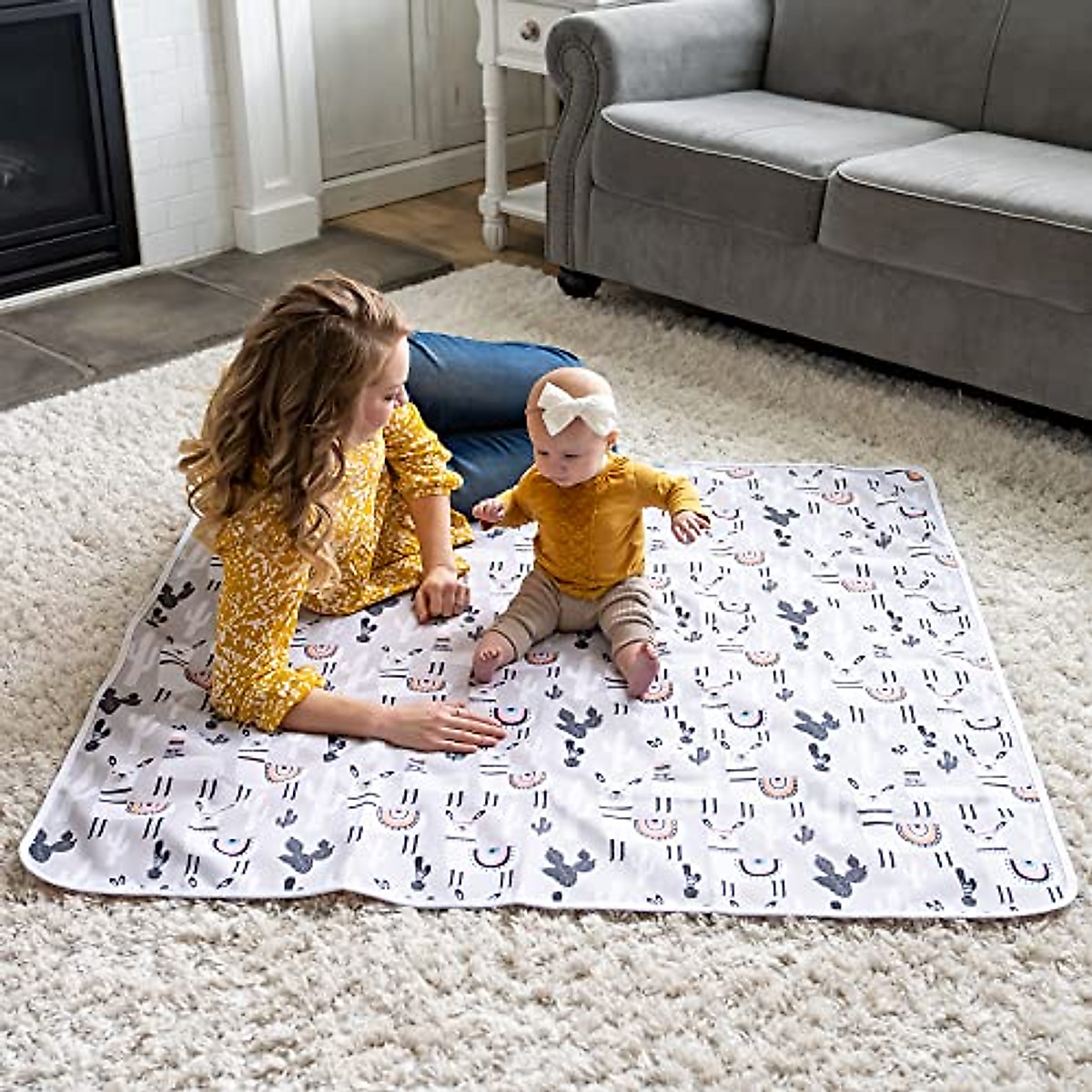 BABYBOET Splat Mat for Baby – Under High Chair Floor Mat Protects Wood, Vinyl and Carpet from Spills – Waterproof Triple Layer Baby Mat with Anti-Skid Backing Deters Bunching and Sliding (51” x 51”)