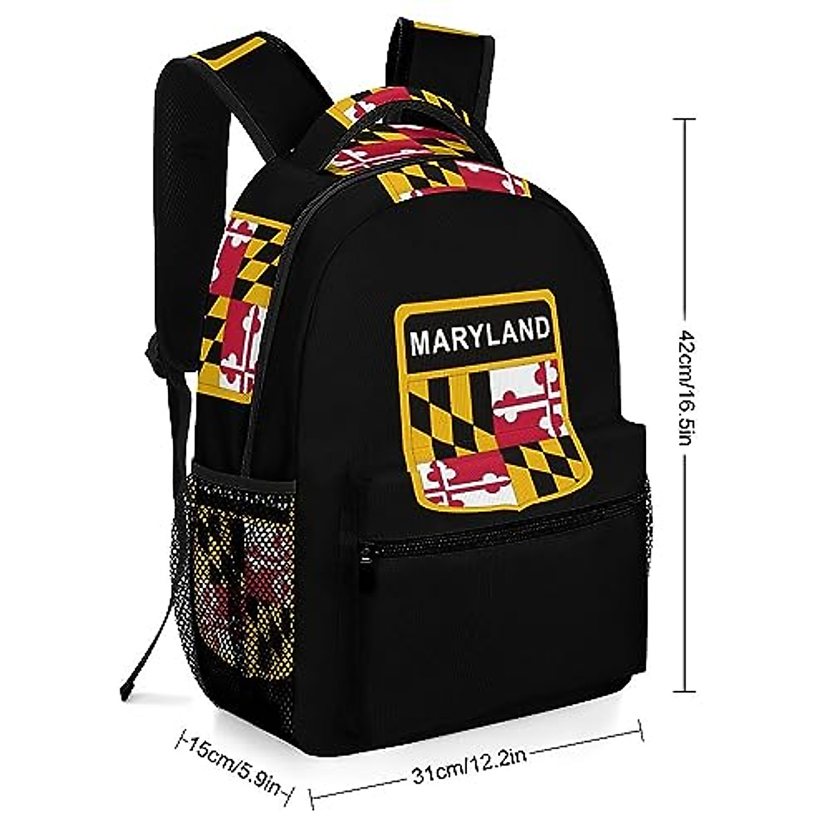 Maryland Flag Lightweight Travel Backpack for Unisex Casual Laptop Bookbag for Camping