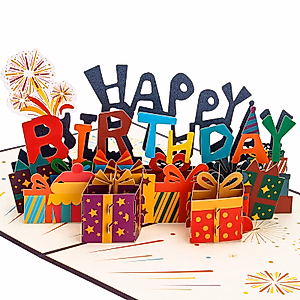 Bajayvovo Handmade Happy Birthday Pop Up Card，Birthday Cards with Envelopes, Blank Inside Birthday Cards，Birthday Card，Birthday Greeting Cards，3D Birthday Card，Pop Up Birthday Cards for Women Men