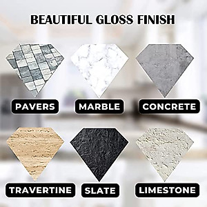 Wet Look Natural Stone Sealer. Durable, Long-Lasting Gloss Protection. Interior and Exterior Pavers, Slate, Sandstone, Travertine, Flagstone, Driveways, Garage Floors, etc. Black Diamond Stoneworks
