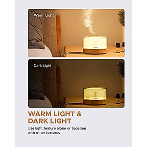 muson Essential Oil Diffuser Sound Machine Combo Diffuser for Aromatherapy Fragrant Oil Cool Mist Humidifier with Natural Sound Music & Warm Night Light, Auto Shutoff, White
