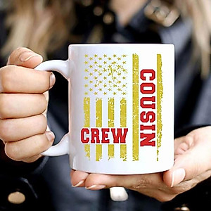 Cousin Crew Outdoor Camp Gift - Grey Multicolored Unisex Sweat for Kids & Men - 11 Oz White Ceramic Coffee Mug