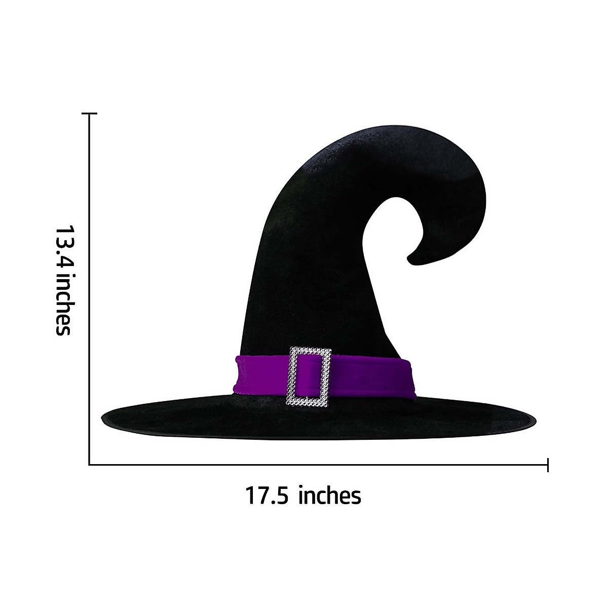 Seasons Stars SSDecor Halloween Velvet Witch Hat Purple - Unique Wizard Hat with Vibrant Color and Metallic Buckle - Halloween Costume Accessory for Women and Girls