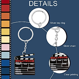 Sunwel Fashion 2 Pack Hollywood Keyring Film Cut Action Scene Board Clapboard for Women Men