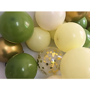 Olive Green Gold Balloons 12inch – Ivory White Pastel Yellow Green Balloons for Baby Shower Wedding Birthday Party Decorations 60 packs (Lime Green)