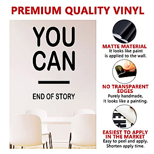 Inspirational Wall Decals, Gym Wall Decor, (Easy to Install), Art Wall Decor Vinyl Stickers Quotes Office Kids Room Motivational Positive Sports Women Yoga Dance Home You Can End of Story 19"x32.8"