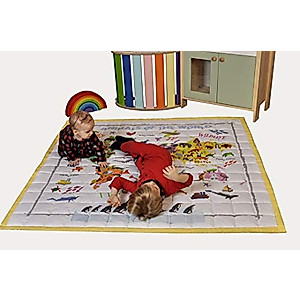 Baby Play Mat, Animals of The World, 60x60 Inches 100% Cotton Machine Washable