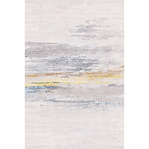 FINOREN Abstract Vignetting Area Rugs for Living Room,Bedroom,Hallway,Dining Room,Non-Shedding,Non Slip Backing,Floor Decoration Carpets,Gray-Golden,5x7 Feet