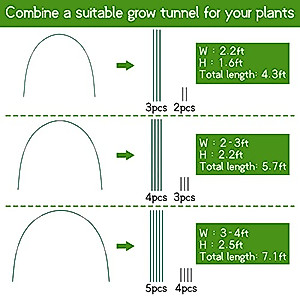 30 Pcs 17in DIY Hoops Grow Tunnel- Row Cover Garden Hoops Detachable Rust-Proof Fiberglass Support Hoops Frame DIY Greenhouse Hoop House Kit for Indoor and Outdoor Plants Raised Beds Support
