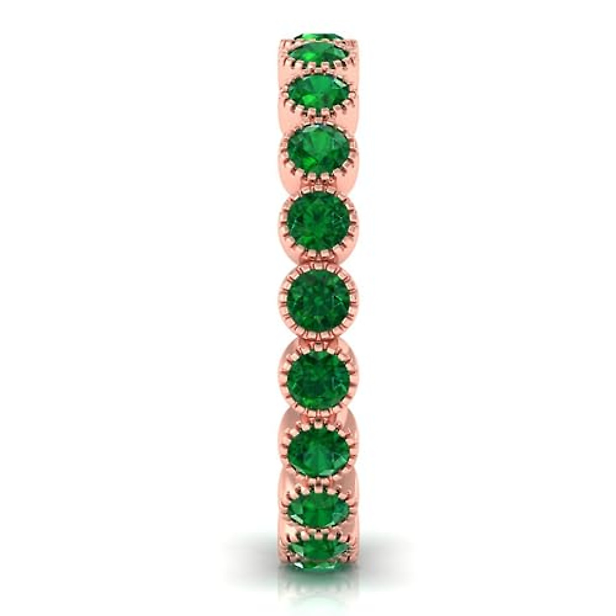 Certified Lab Grown Emerald Full Eternity Band, AAAA Quality, Emerald Wedding Ring for Women- Ready to Gift, 14K Rose Gold, Size:US 7.50