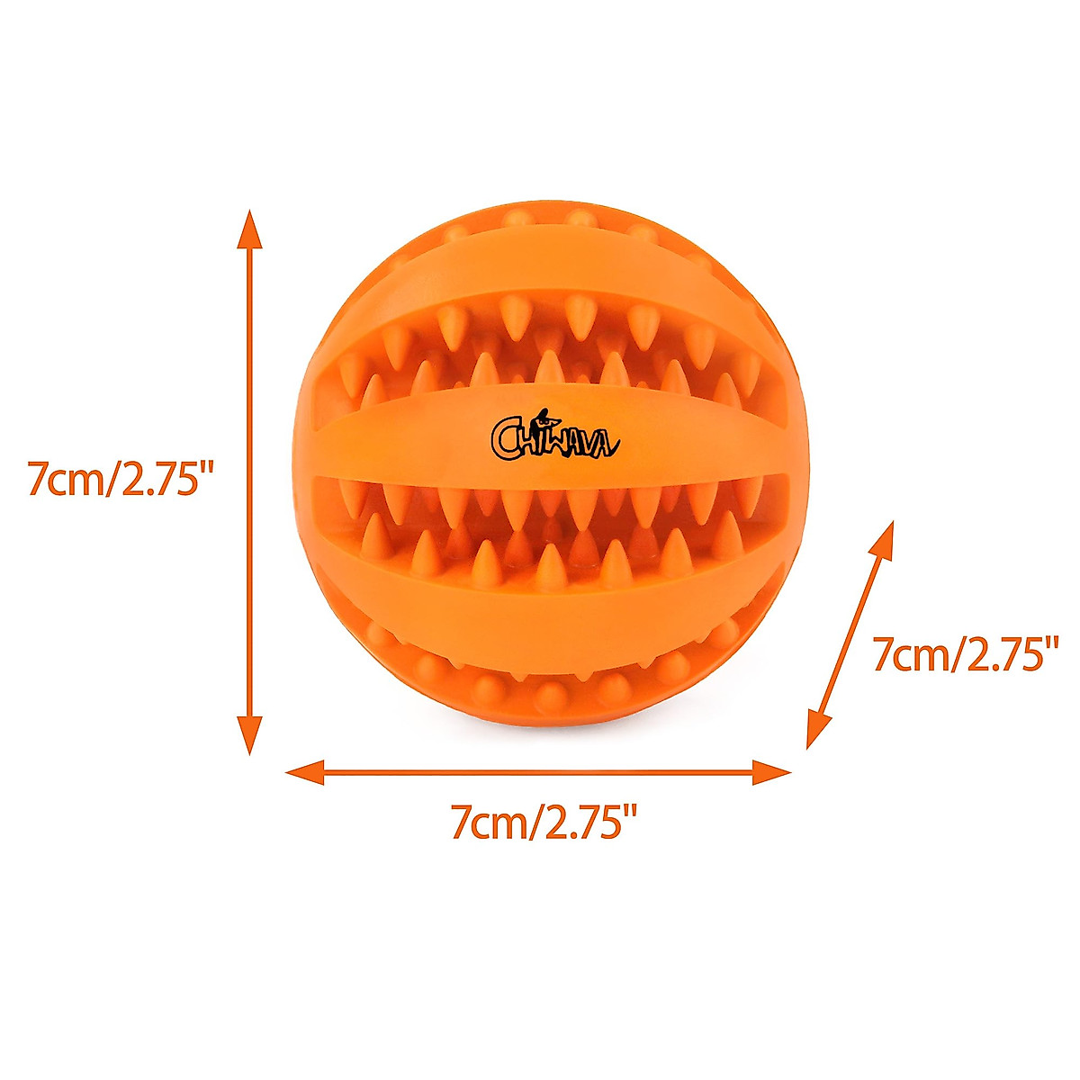 CHIWAVA 2 Pack 2.75" Rubber Teething Dog Toy Dental Balls Food Treat Feeder Chew Ball for Large Dogs