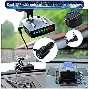 Radar Detector Power Cord,for Uniden Escort Valentine Beltronics Passport Cobra etc Radar Detector,with Dual USB QC3.0 Quick Charger(DC3.5-QC3.0)
