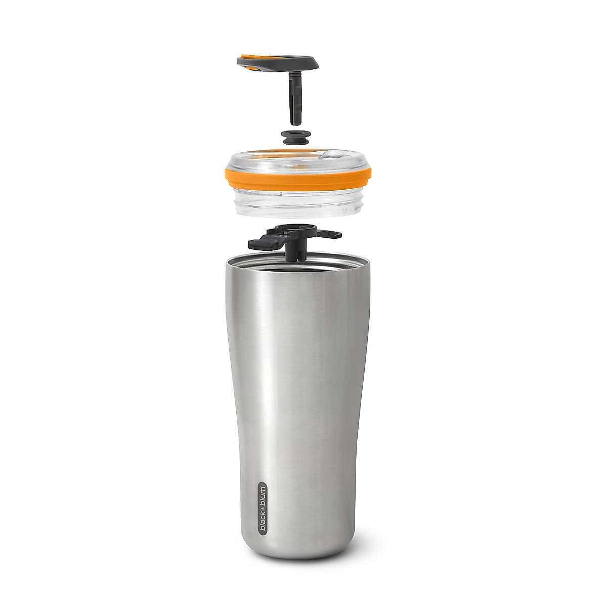 BLACK + BLUM - Insulated Tumbler - 18/8 Stainless Steel Vacuum Insulated Travel Tumbler with Leak Proof, Lockable Lid - Keeps Hot for 6hrs, Cold for 8hrs, Orange - 600ml